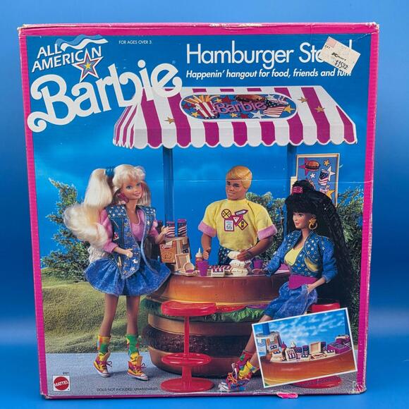 Mattel | Toys | Vintage 99 All American Barbie Hamburger Stand New ...